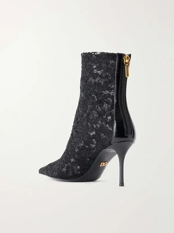 Dolce & Gabbana Lollo Leather-trimmed Lace Ankle Boots