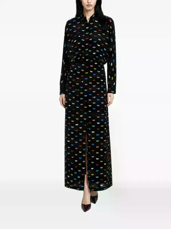 Fiorucci Lips-print Long-sleeve Midi Dress