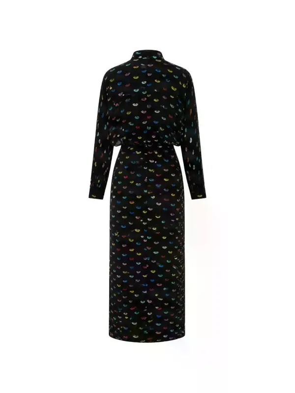 Fiorucci Lips-print Long-sleeve Midi Dress