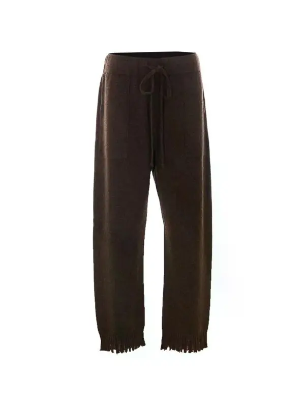 UMA WANG Drawstring-waist Frayed-edge Trousers - Brown