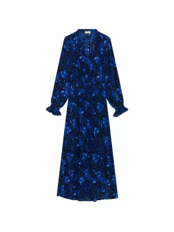 Zadig&Voltaire Rayado Smooth Night Flowers Maxi Dress - Blue