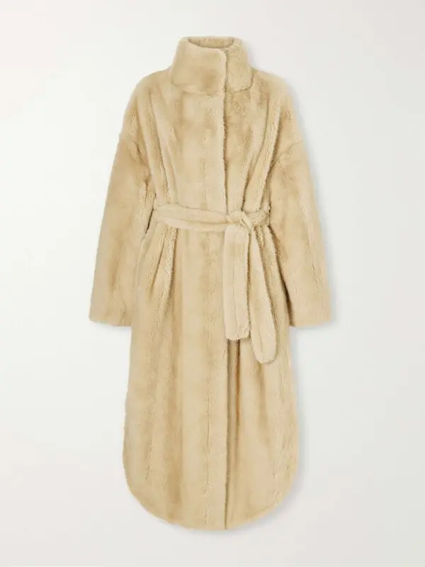 THE FRANKIE SHOP Ravello Plush Coat - Beige