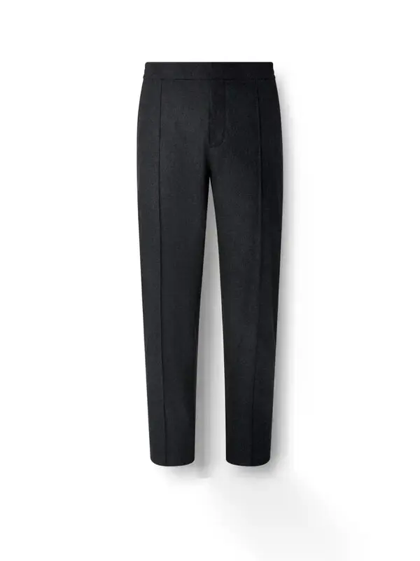 Zegna Dark Mélange Wool Silk And Cashmere Pants