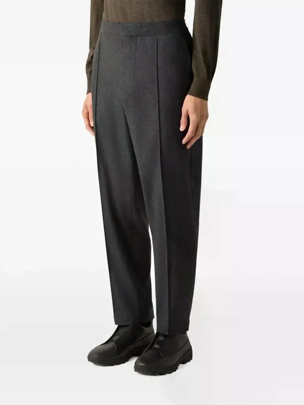 Zegna Dark Mélange Wool Silk And Cashmere Pants