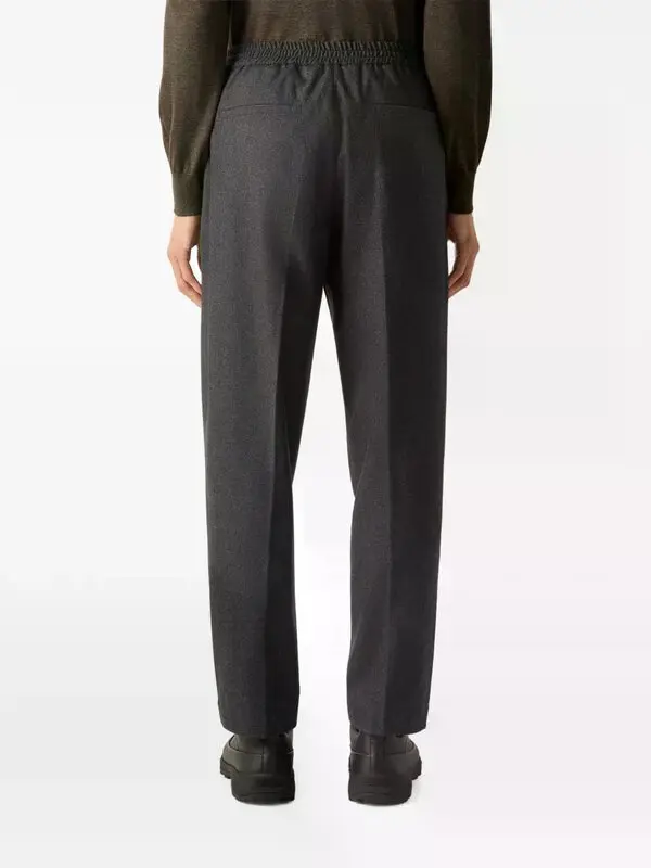 Zegna Dark Mélange Wool Silk And Cashmere Pants