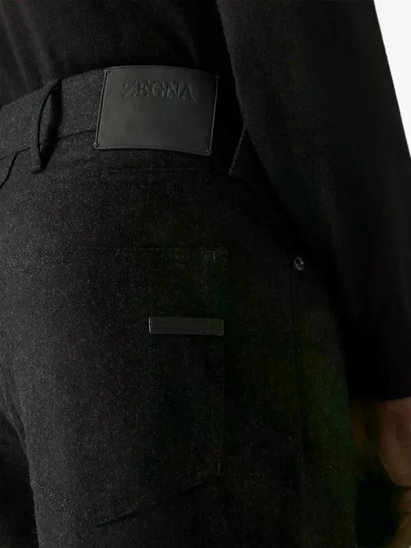 Zegna Dark Wool And Cashmere Roccia Pants