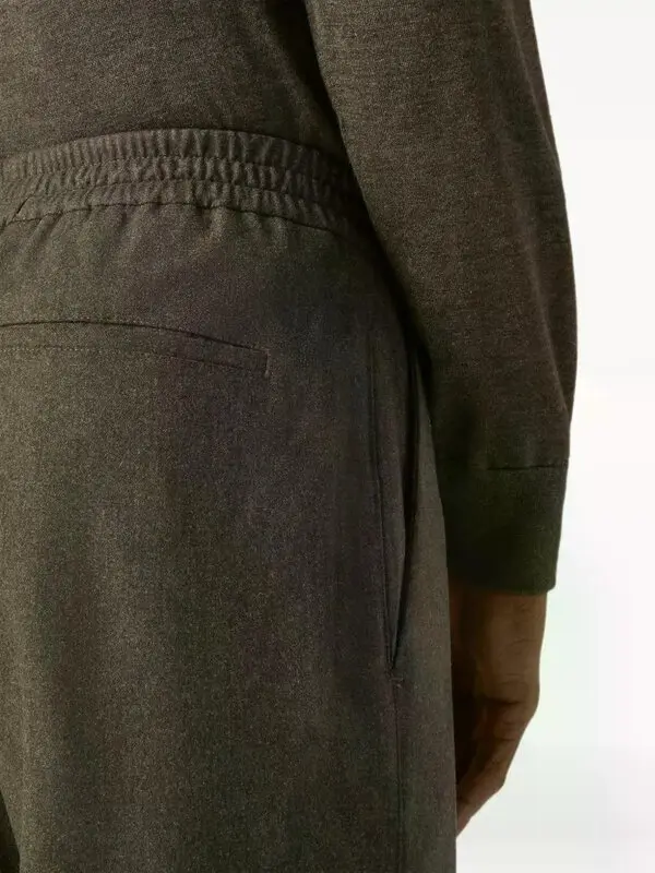 Zegna Dark Olive Green Wool Silk And Cashmere Pants