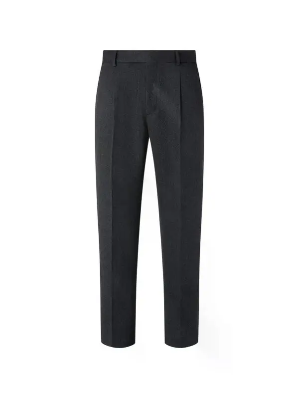 Zegna Dark Mélange Wool And Cashmere Pants
