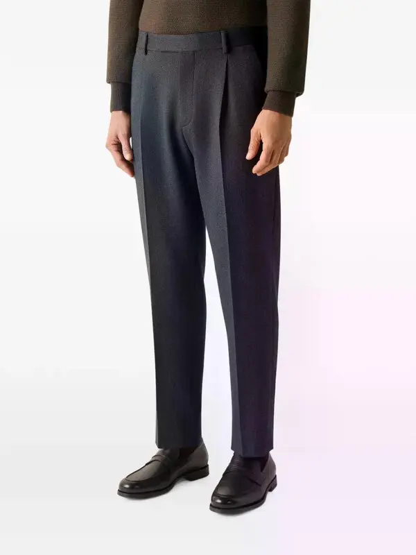 Zegna Dark Mélange Wool And Cashmere Pants