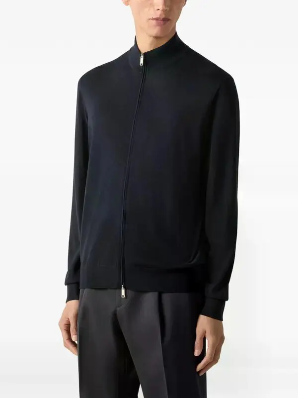 Zegna Trofeo 15milmil15 Wool Full Zip Cardigan - Blue