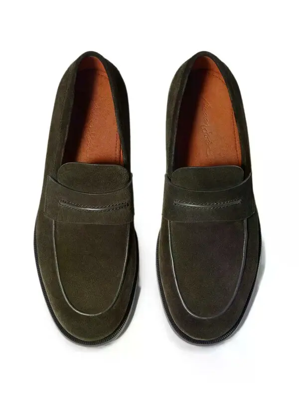 Zegna Dark Olive Suede Mocassin Corso Loafers