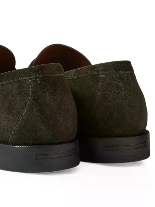 Zegna Dark Olive Suede Mocassin Corso Loafers