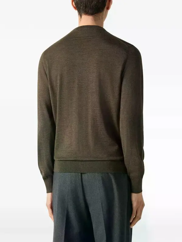 Zegna Dark Olive Mélange Cashseta Crewneck