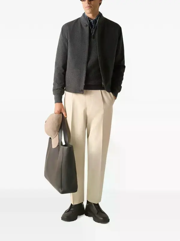 Zegna Dark Multimélange Oasi Cashmere Elements Bomber Jacket