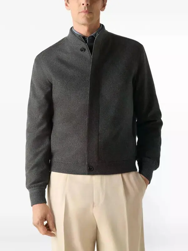 Zegna Dark Multimélange Oasi Cashmere Elements Bomber Jacket