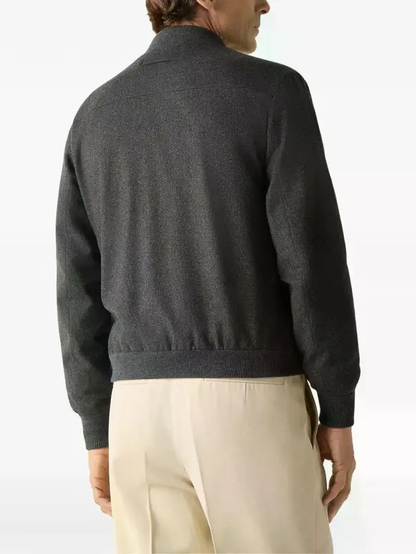 Zegna Dark Multimélange Oasi Cashmere Elements Bomber Jacket