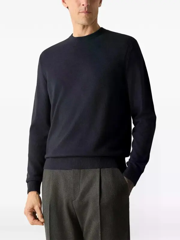Zegna Navy Oasi Cashmere Crewneck Sweater