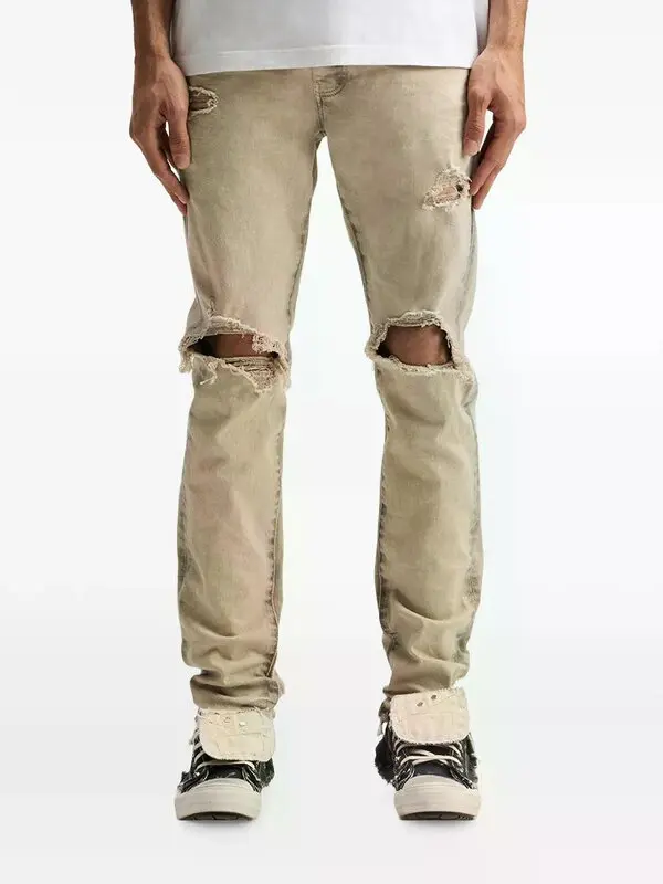 PURPLE BRAND Belt-loop Distressed-effect Jeans