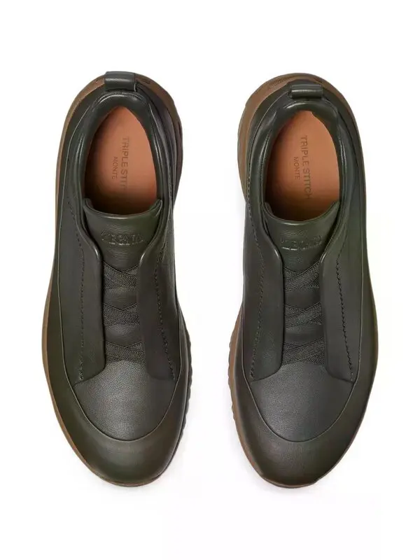 Zegna Dark Olive Triple Stitch™ Monte Secondskin Sneakers