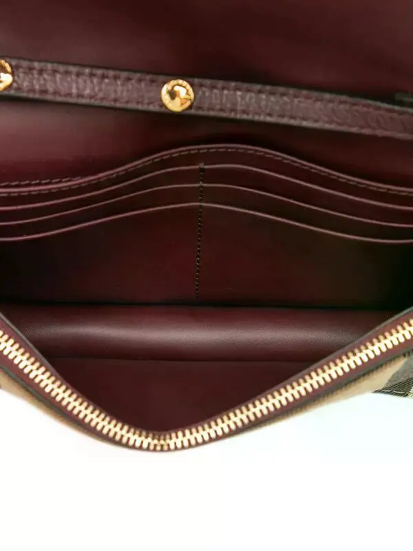 Burberry 2000-2017 Grained Calfskin And House Check Canvas Hampshire Wallet On Chain Crossbody Bag - Red