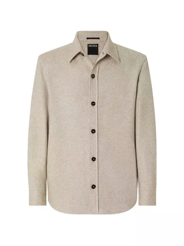 Zegna Light Beige Cashmere And Silk Overshirt - Neutrals
