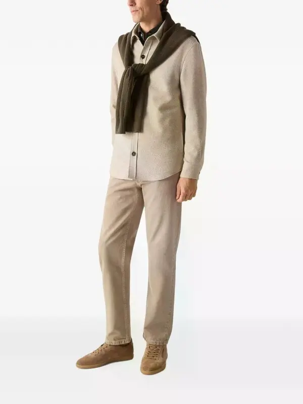 Zegna Light Beige Cashmere And Silk Overshirt