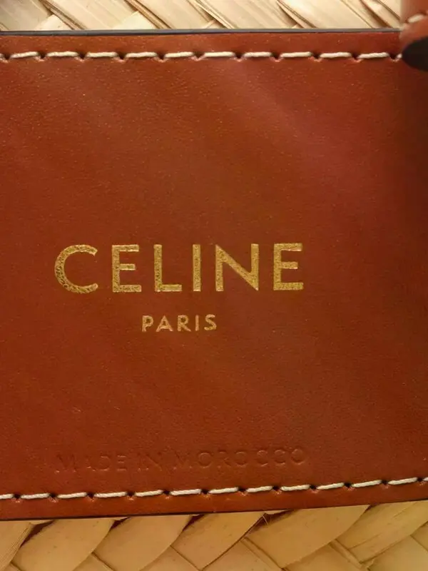 Celine 2015-2026 Teen Supple Raffia Cuir Triomphe Classic Panier Tote Satchel - Neutrals