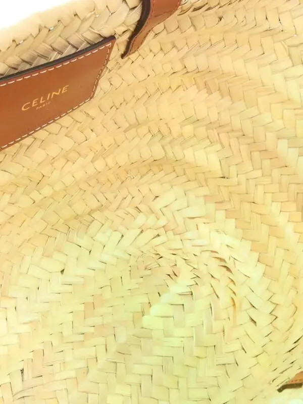 Celine 2015-2026 Teen Supple Raffia Cuir Triomphe Classic Panier Tote Satchel - Neutrals