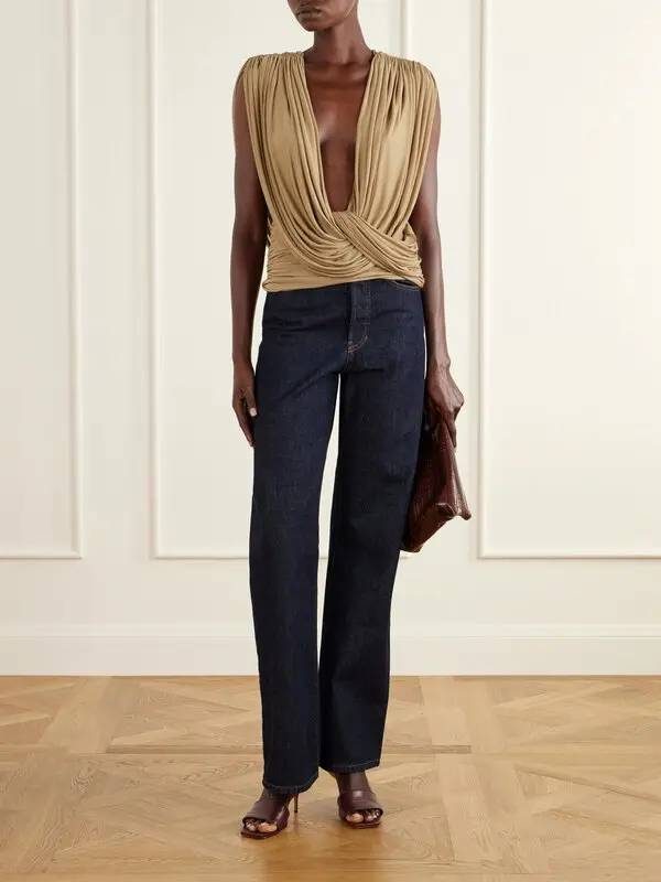 Christopher Esber Ripple Draped Mesh Top - Neutrals