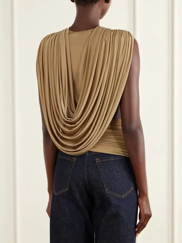 Christopher Esber Ripple Draped Mesh Top - Neutrals