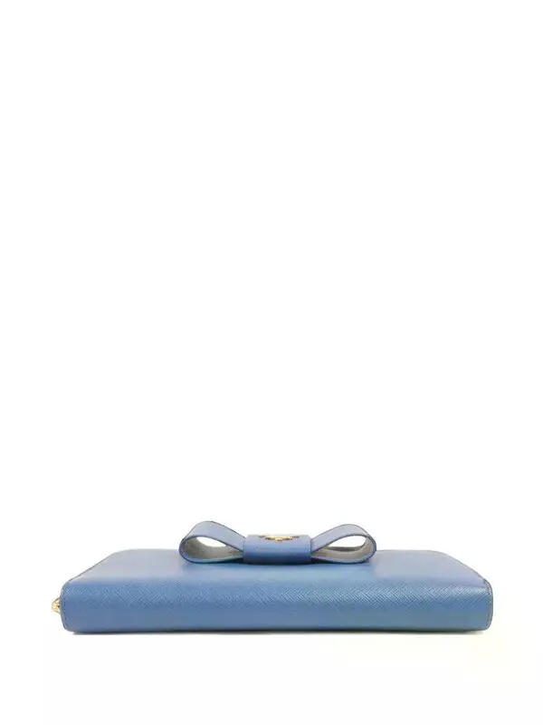 Prada Fiocco Bow Long Wallet - Blue