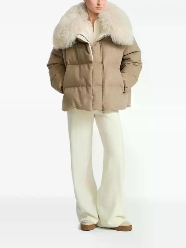 YVES SALOMON Shearling-collar Padded Coat
