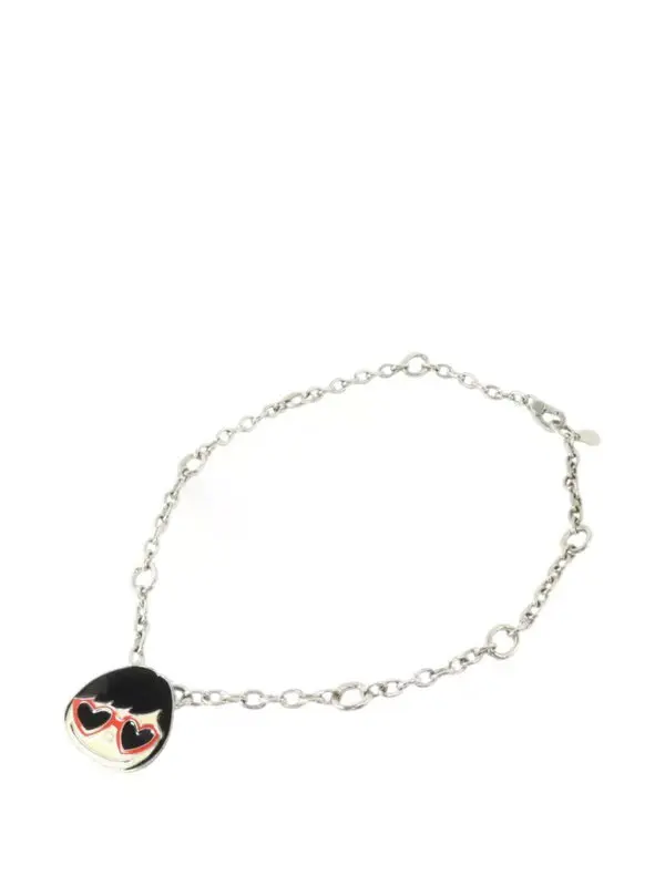 Marc Jacobs Miss Marc Enamel Necklace - Silver