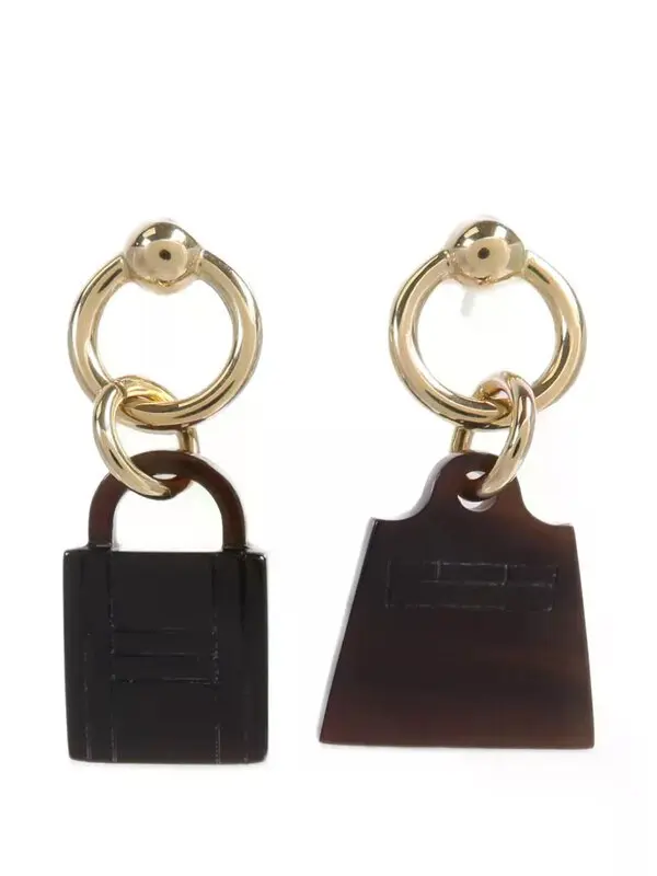 Hermès Amulette Maroquinier Buffalo Horn Earrings