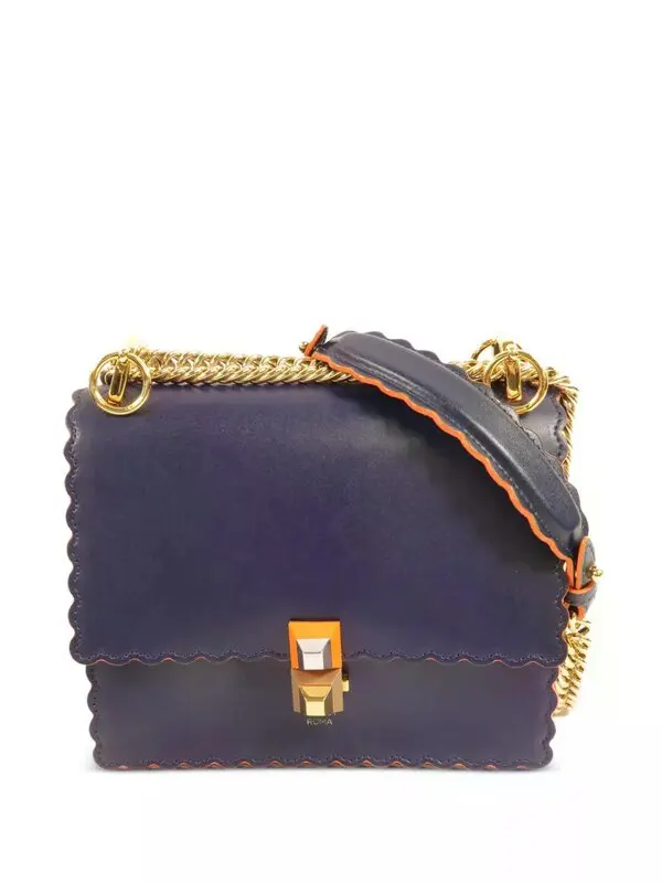 Fendi Small Kan I Scalloped-edge Shoulder Bag - Blue