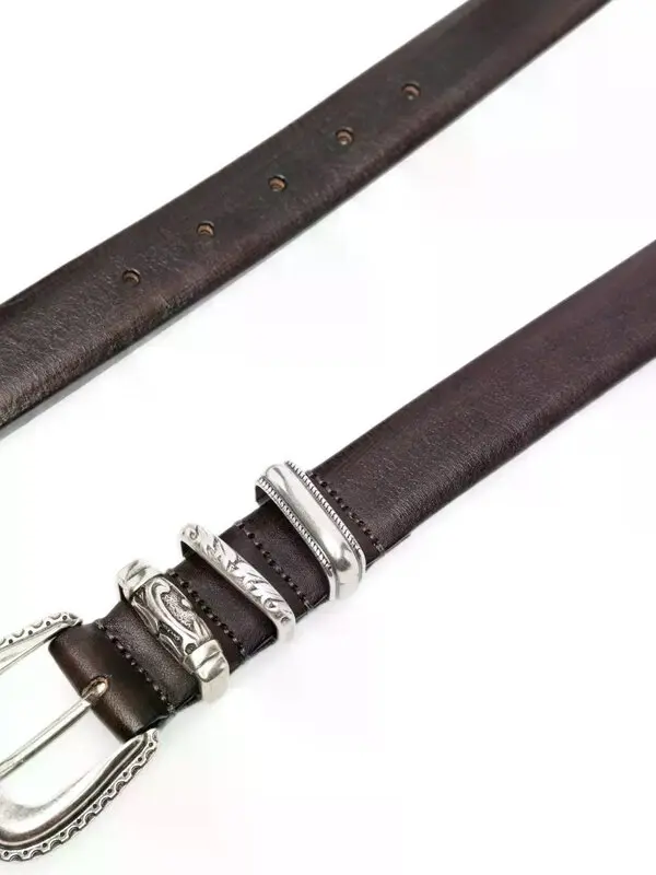 ALBERTO LUTI Engraved-buckle Leather Belt