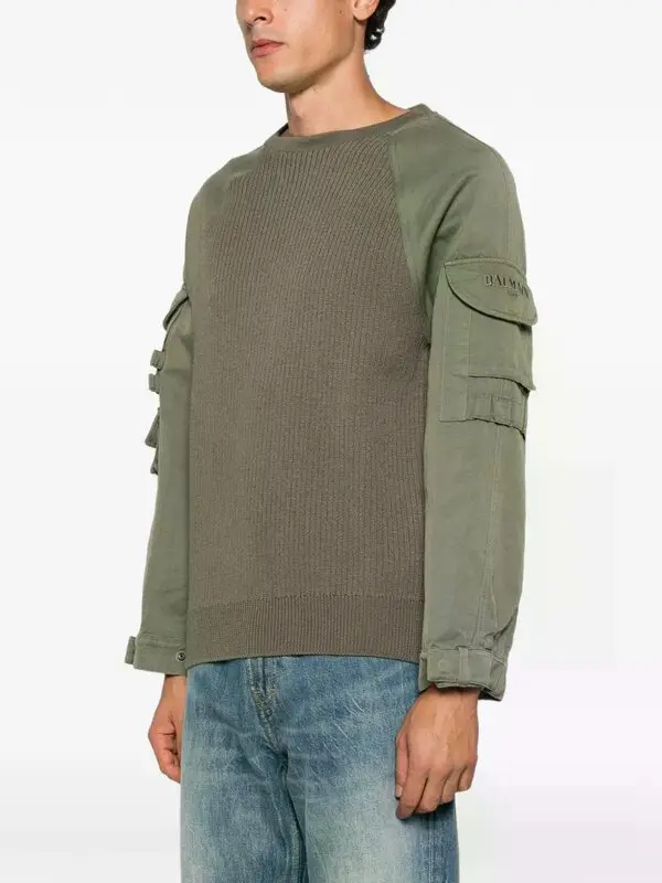 Balmain Cargo-pocket Panelled Sweater - Green