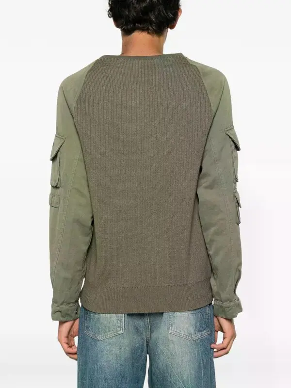 Balmain Cargo-pocket Panelled Sweater - Green
