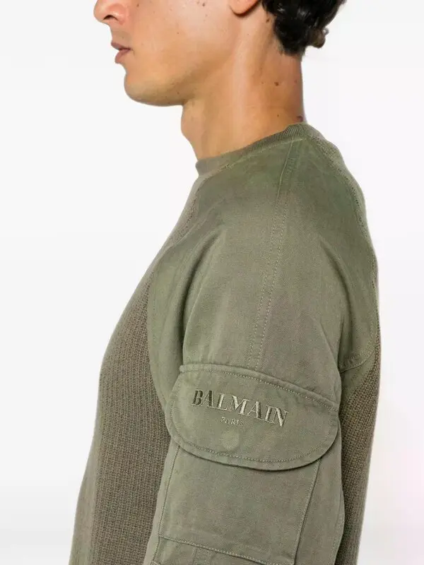 Balmain Cargo-pocket Panelled Sweater - Green