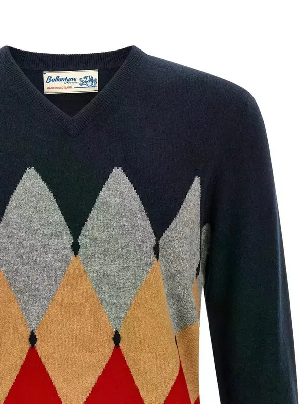 BALLANTYNE Intarsia-knit V-neck Sweater