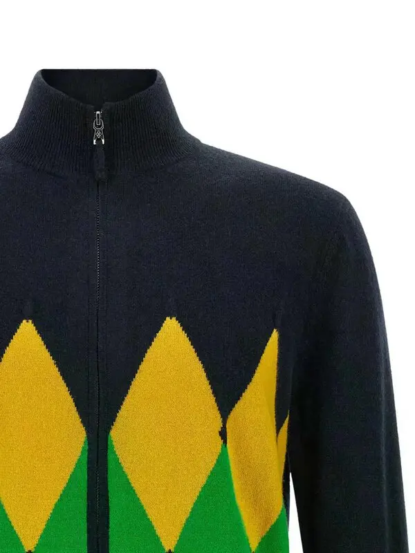 BALLANTYNE Intarsia Diamond-pattern Cardigan