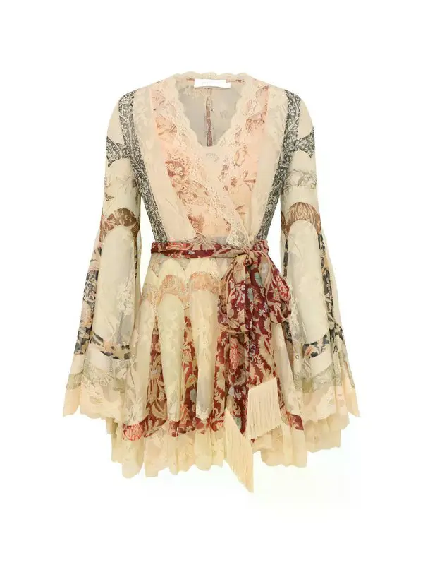Zimmermann Valiant Panelled Wrap Mini Dress - Brown