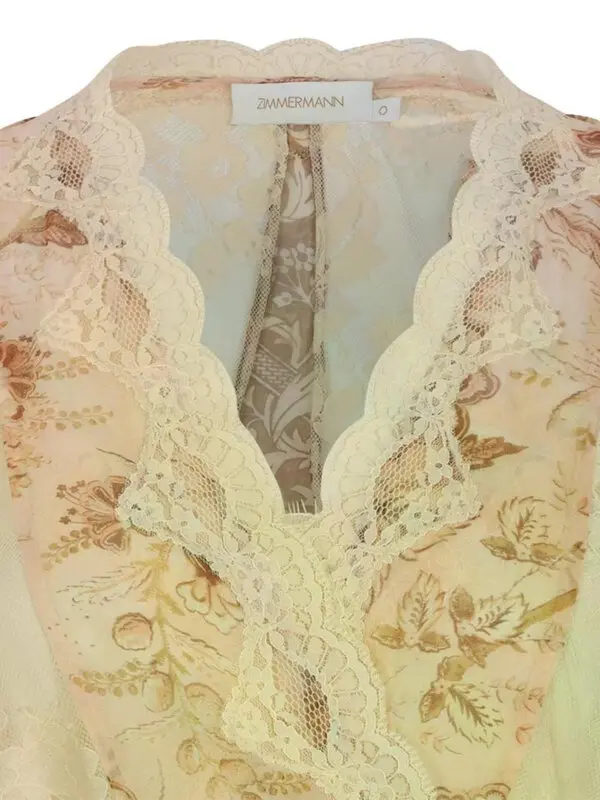 Zimmermann Floral-print Lace-trim Dress Set - Brown