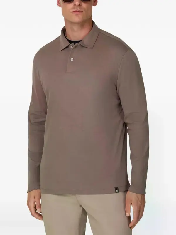 Boggi Milano Polo In Cotton Blend Jersey S. Caf - Brown