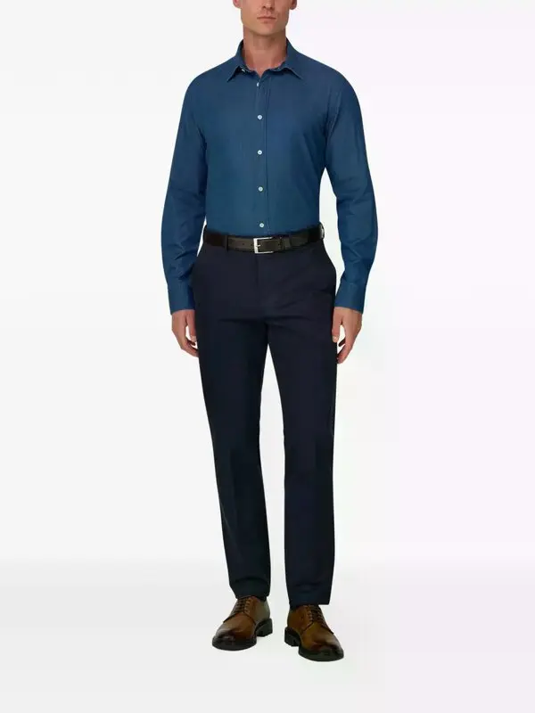 Boggi Milano Shirt In Cotton-denim Regular-fit - Blue
