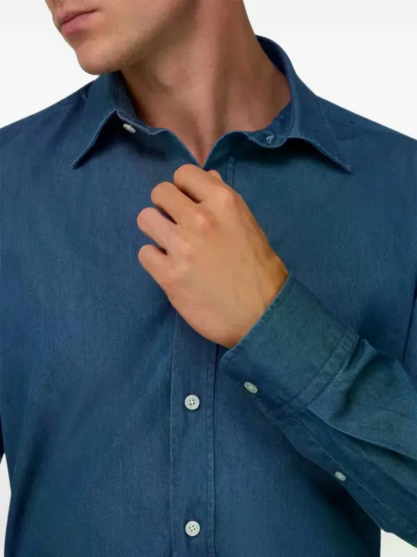 Boggi Milano Shirt In Cotton-denim Regular-fit - Blue