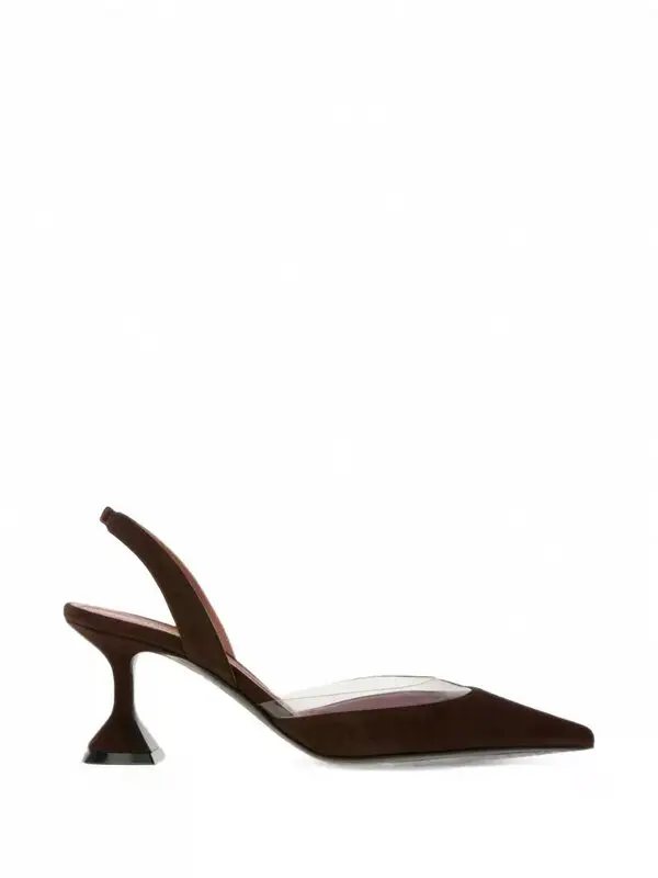 Amina Muaddi Lara Transparent-panel Slingback Pumps - Brown