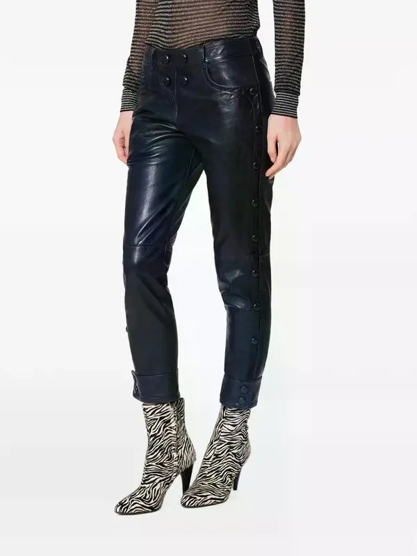 Isabel Marant Étoile Rolinda Button-detail Leather Trousers - Blue