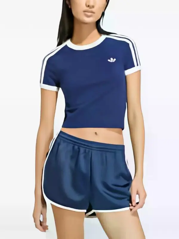Adidas Fuzzy-stripe Knitted T-shirt - Blue