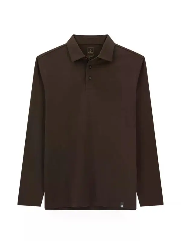Boggi Milano Polo In Cotton And Silk Jersey - Brown